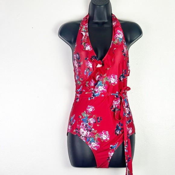 Modcloth | Swim | Modcloth The Reese High Dive Floral One Piece Red ...